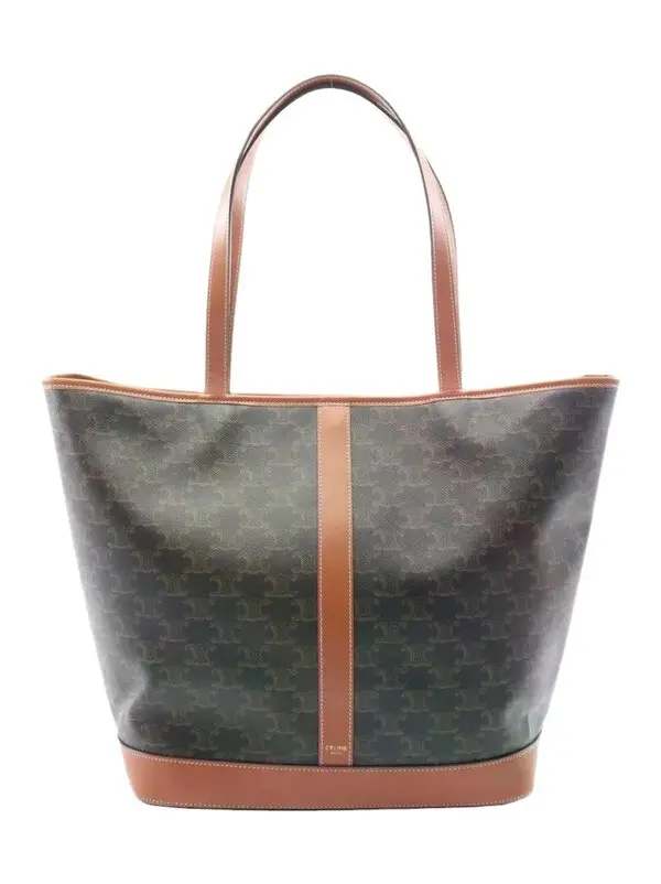 Celine Medium Triomphe Canvas Tote Bag With Leather Trim - Brown