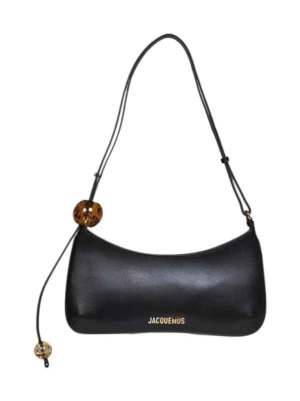 Jacquemus Bisou Perle Logo-plaque Shoulder Bag - Black