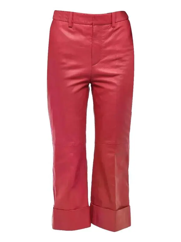 Dsquared2 Ovine Leather Trousers With Cuffed Hem - Red