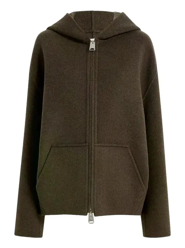 Khaite Hooded Wool Zip-up Jacket - Brown