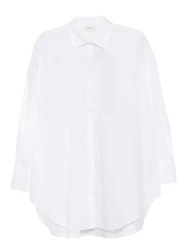 VICOLO Oversized Curved Hem Shirt - White