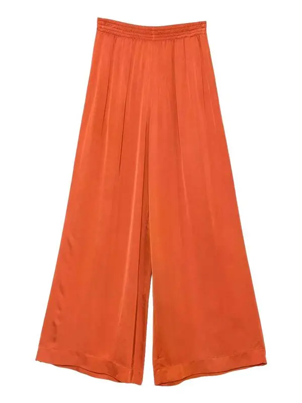 VICOLO Satin Finish Wide-leg Palazzo Pants - Orange