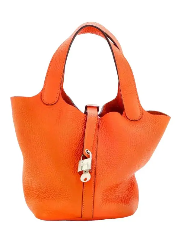 Hermès Picotin Lock Bag Clemence Pm Bucket Bag - Orange