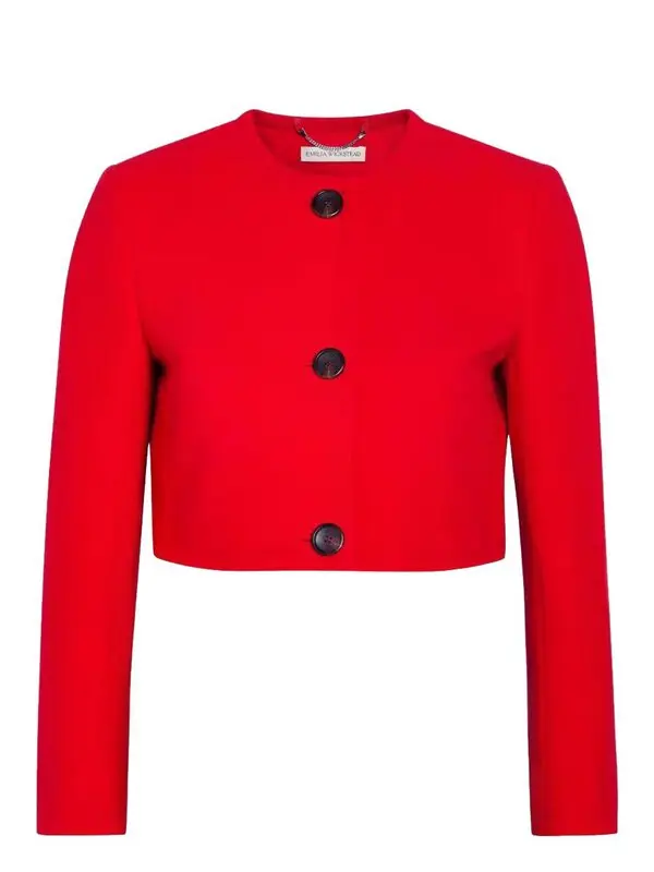 EMILIA WICKSTEAD Cropped Button-fastening Jacket - Red