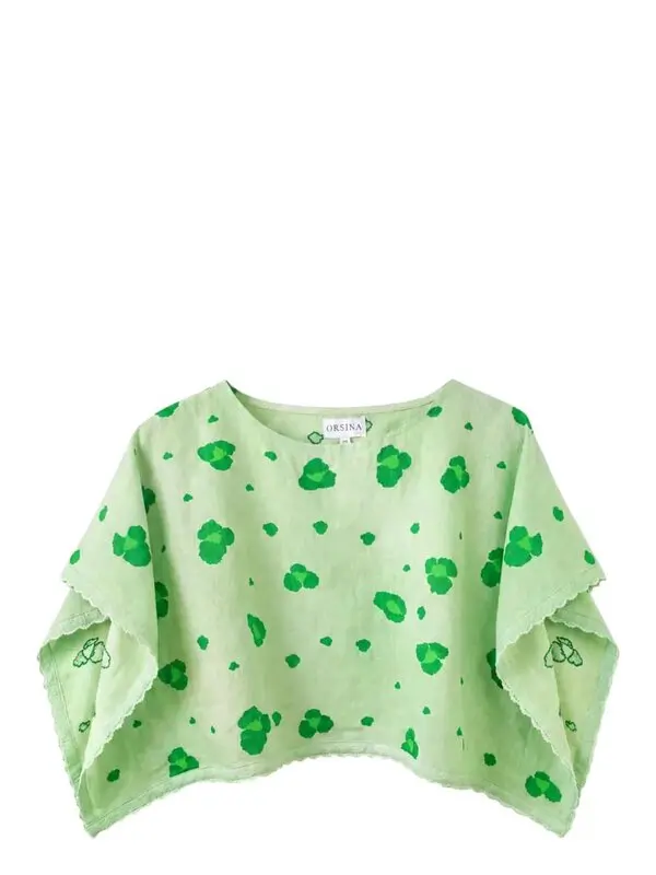 ORSINA Animalier-print Scalloped Top - Green