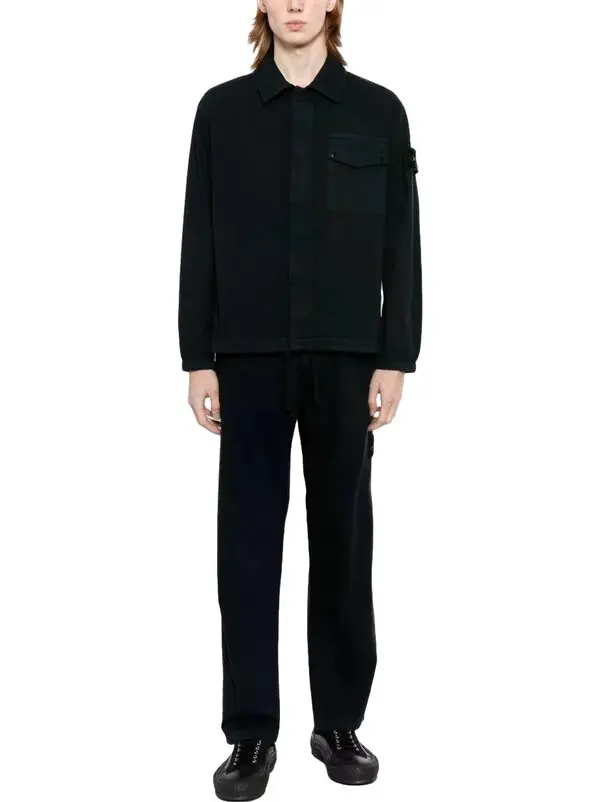 Stone Island Compass-motif Patch-pocket Shirt - Black