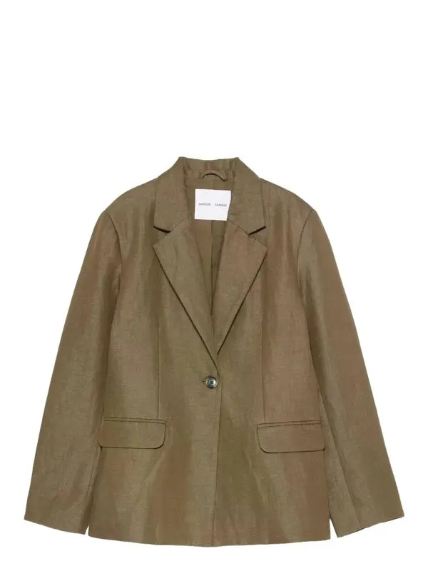 SAMSOE SAMSOE Single-breasted Notched Lapel Cotton Blazer - Green