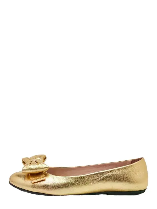 Moschino Leather Bow Ballet Flats - Gold