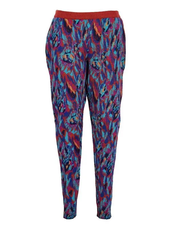 Saint Laurent Rive Gauche Abstract Pattern Knitted Trousers - Blue