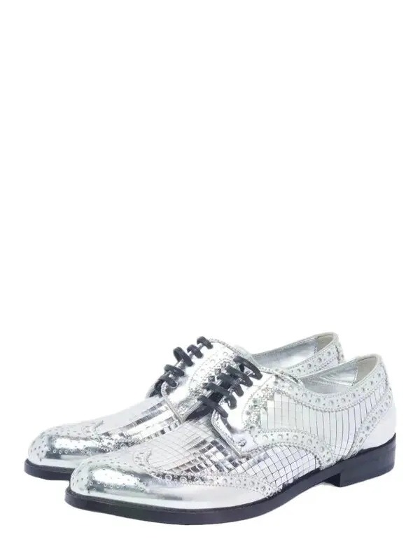 Dolce & Gabbana Metallic Leather Lace-up Brogues - Silver