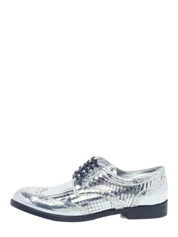 Dolce & Gabbana Metallic Leather Lace-up Brogues - Silver