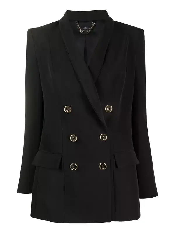 Elisabetta Franchi Double-breasted Tailored Blazer - Black