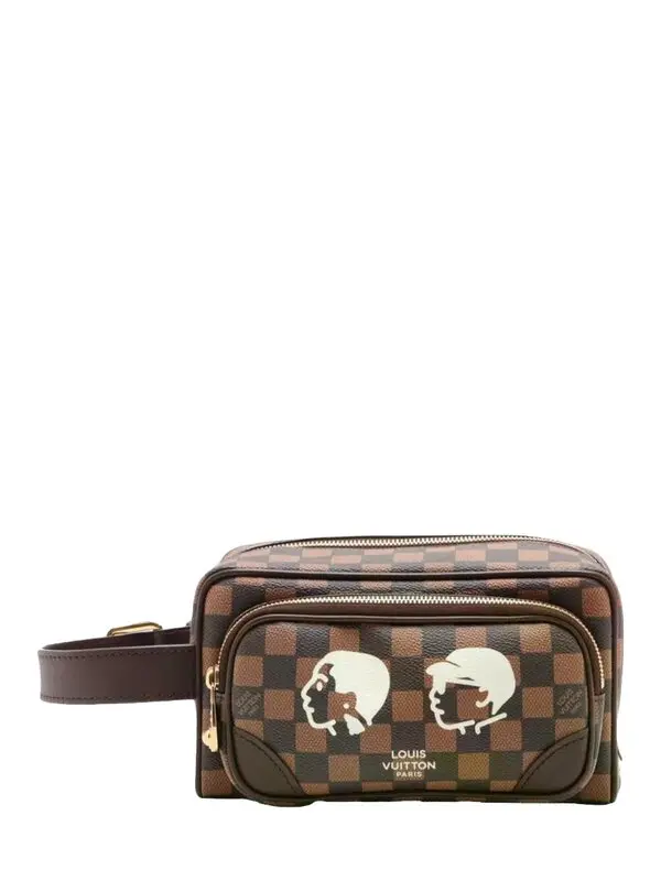 LOUIS VUITTON Damier Ebene Phriendship Dopp Kit Clutch Bag - Brown