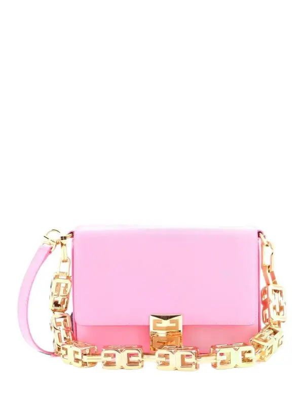 Givenchy 4g Cube Chain Shoulder Bag Leather Medium Crossbody Bag - Pink