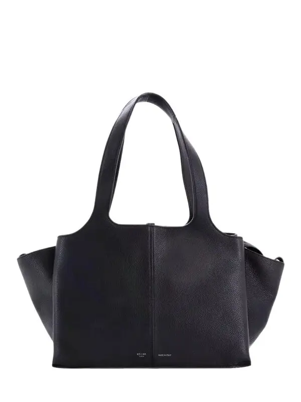 Celine Tri-fold Grained Calfskin Shoulder Bag - Black