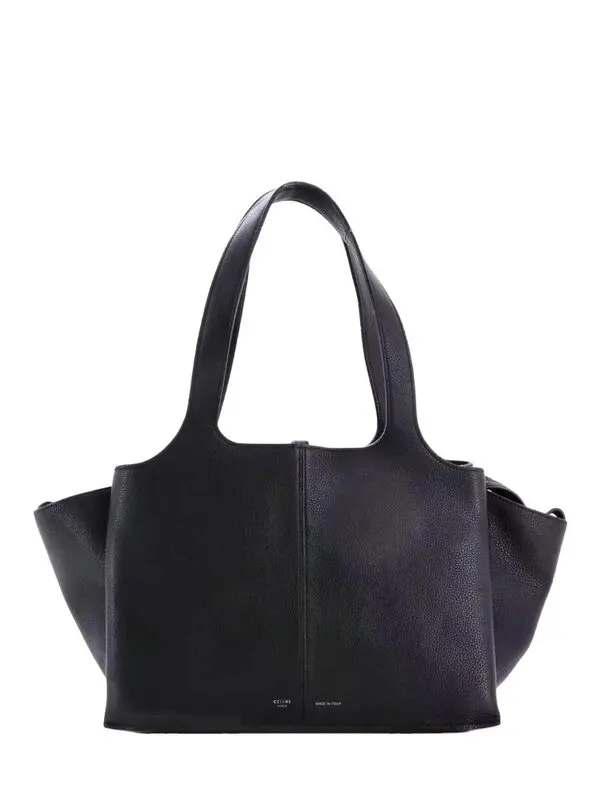 Celine Tri-fold Grained Calfskin Shoulder Bag - Black