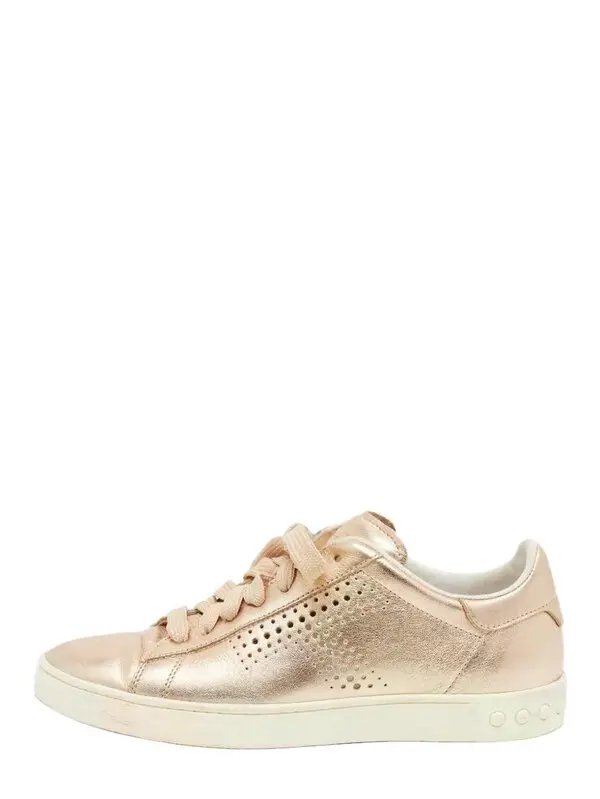 TOD'S Tone Leather Perforated Lace-up Sneakers - Gold