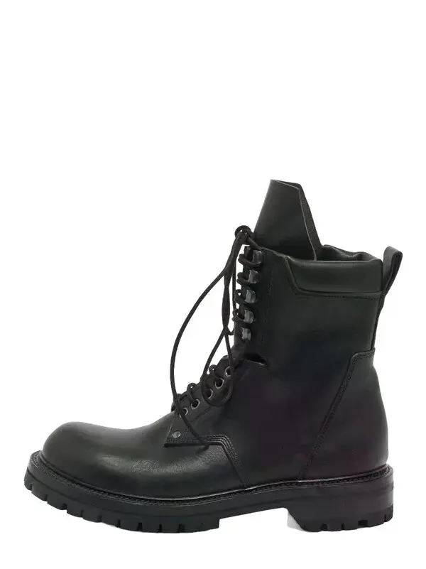Rick Owens Leather Combat Boots - Black