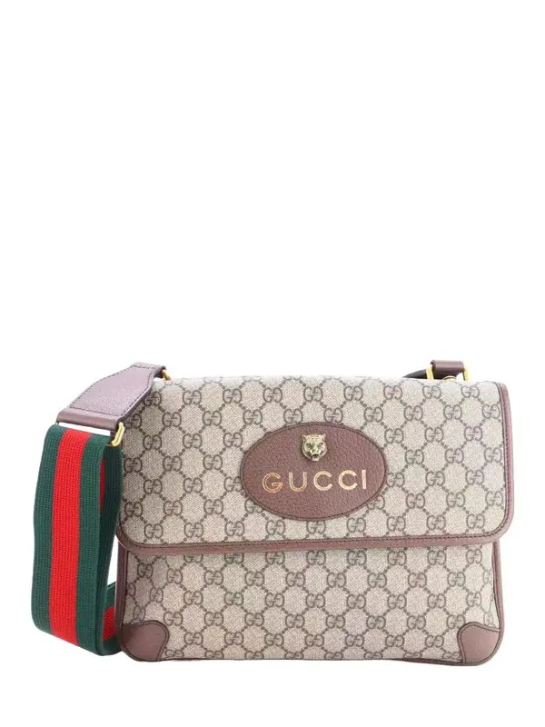 Gucci Gg Coated Canvas Medium Flap Messenger Bag - Brown