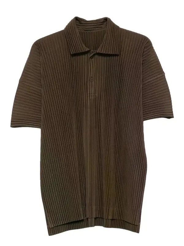 Issey Miyake Pleated Short-sleeve Polo Shirt - Green