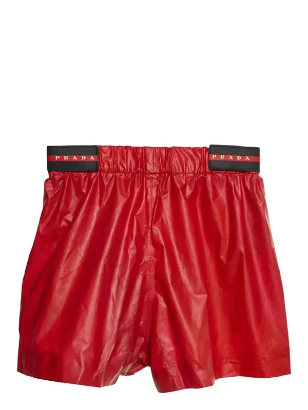 Prada Logo Patch Elasticated Waistband Shorts - Red