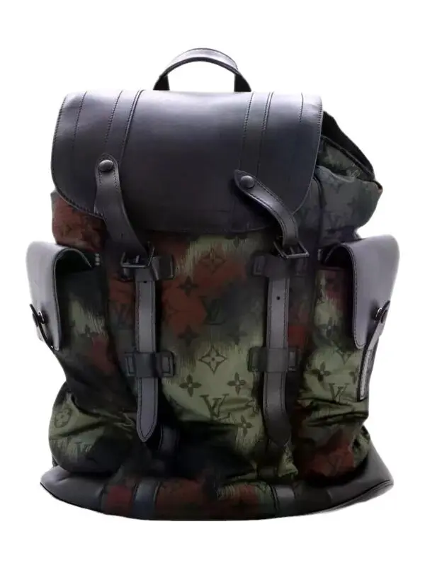 LOUIS VUITTON Christopher Limited Edition Camouflage Monogram Nylon With Leather Pm Backpack - Black