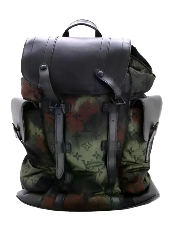 LOUIS VUITTON Christopher Limited Edition Camouflage Monogram Nylon With Leather Pm Backpack - Black