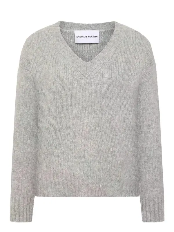 EMERSON RENALDI V-neck Knitted Sweater - Grey