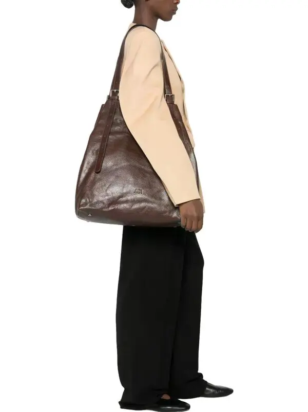 AUTENTICA 504 Galatea Grained Leather Shoulder Bag - Brown