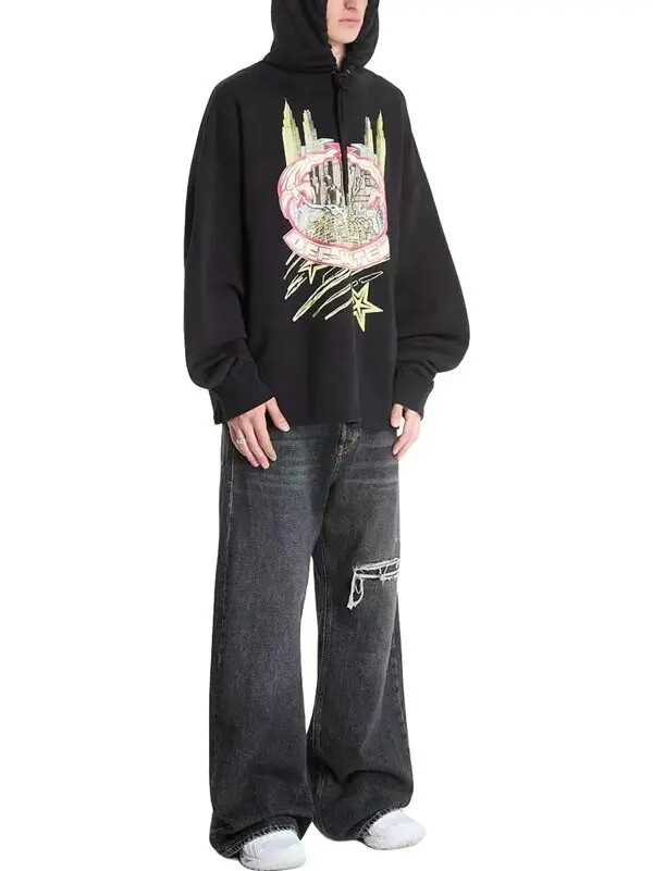 Off-White Graphic Print Loose-fit Hoodie - Black