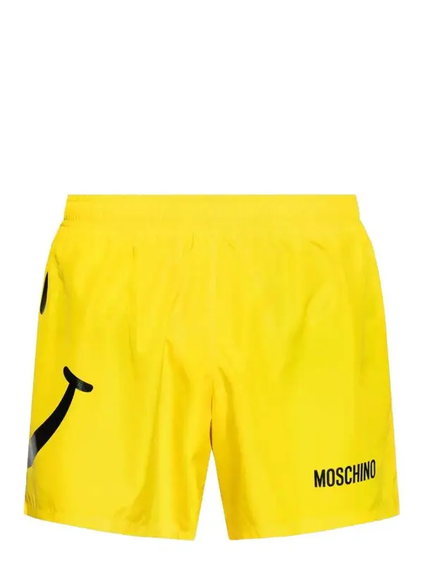 Moschino Smiley Logo Print Swim Shorts - Yellow