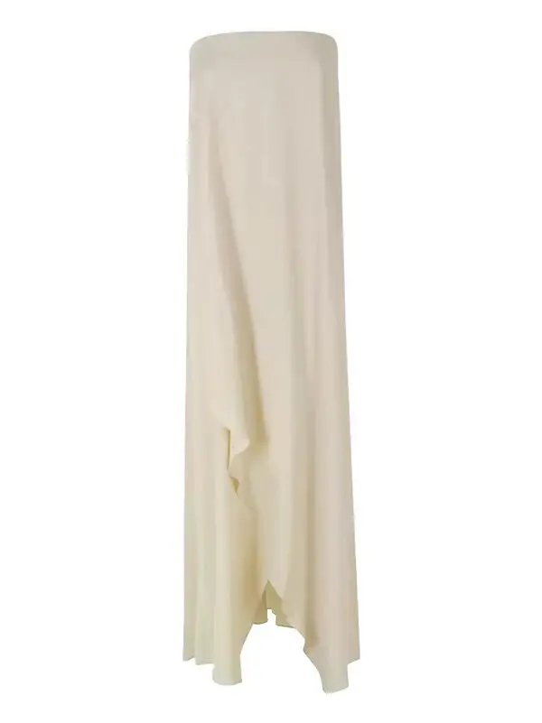 SEMICOUTURE Zoey Strapless Asymmetric Dress - Neutrals