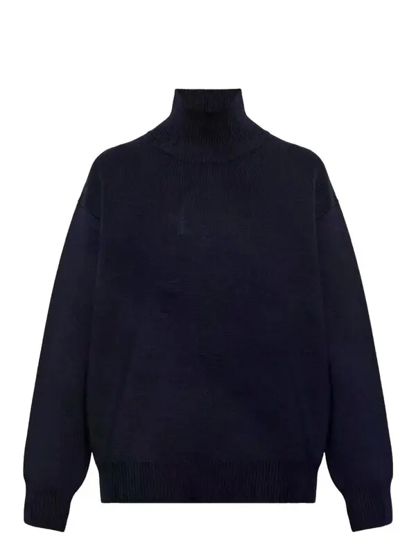 RÓHE Navy Ribbed Turtleneck Sweater - Blue