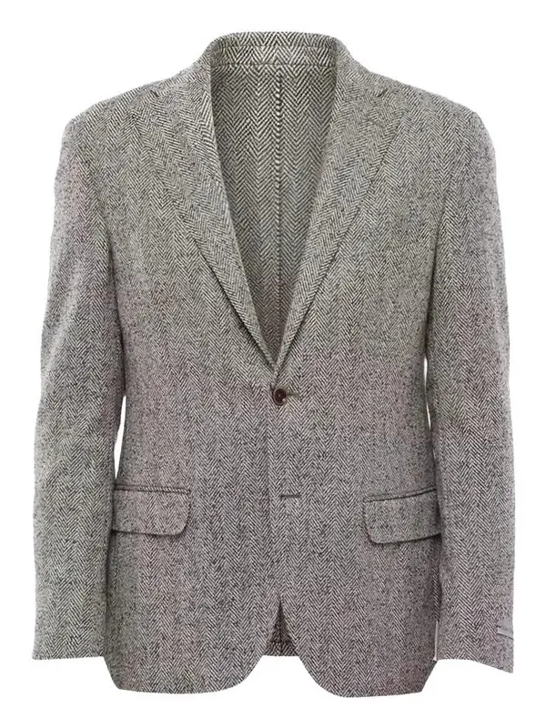 Corneliani Herringbone Single-breasted Blazer - Grey