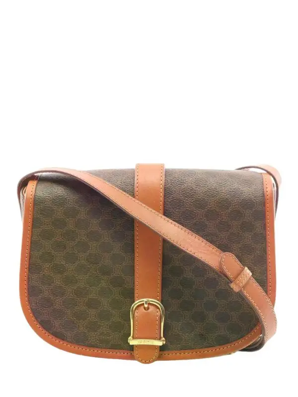 Celine Macadam Monogram Canvas And Leather Shoulder Bag - Brown