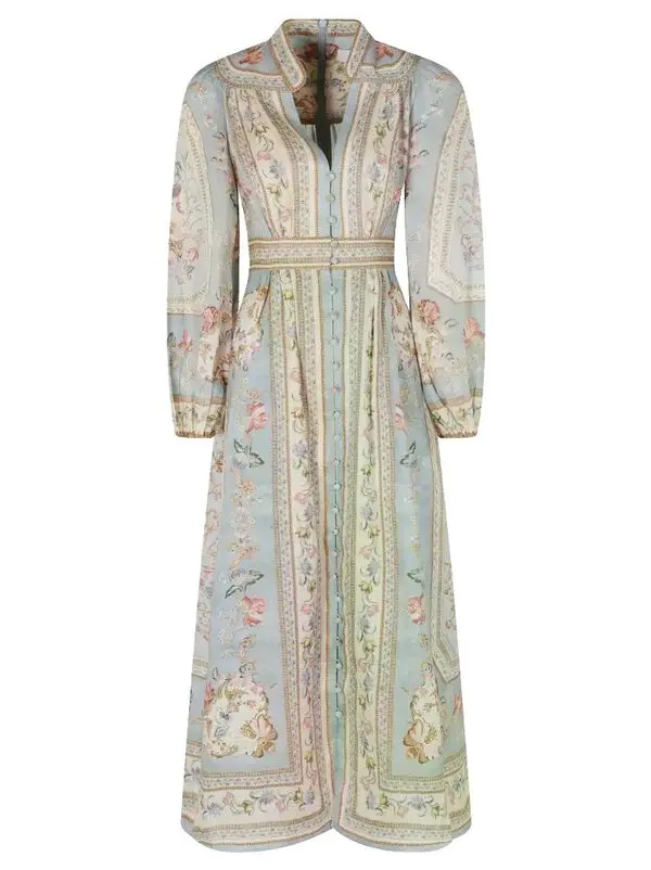 Zimmermann Roselight Plunge Floral-print Mini Dress - Blue