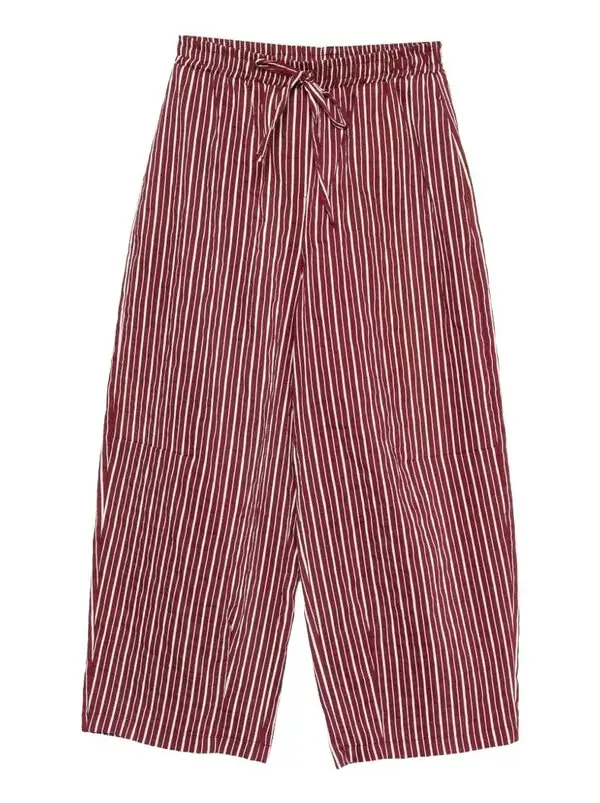 VICOLO Vertical Stripe Drawstring Wide Leg Trousers - Red