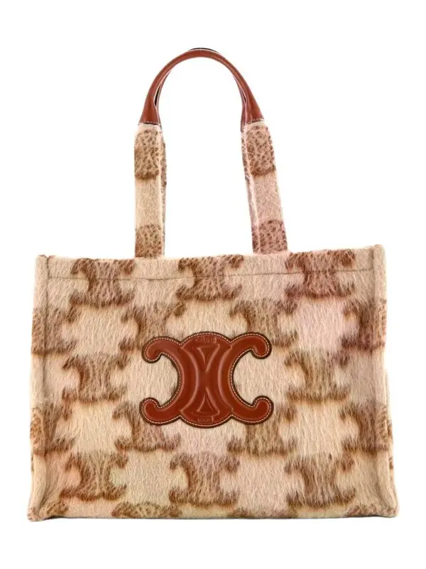 Celine Cabas Thais Triomphe Wool Large Tote Bag - Brown