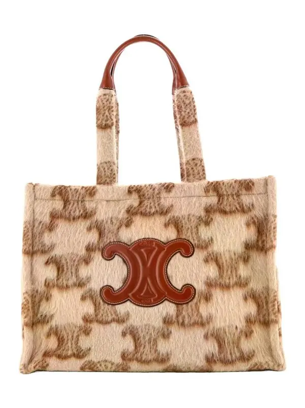 Celine Cabas Thais Triomphe Wool Large Tote Bag - Brown