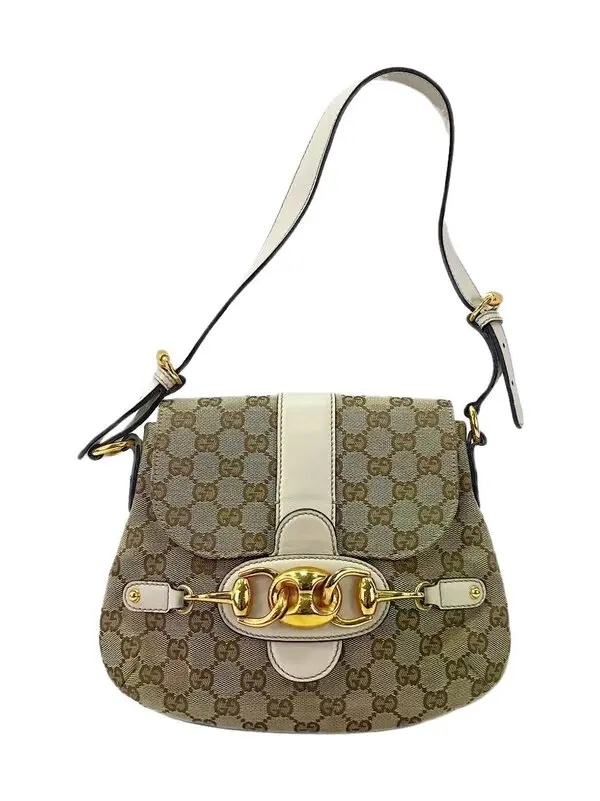 Gucci Horsebit Gg Canvas Shoulder Bag - Neutrals