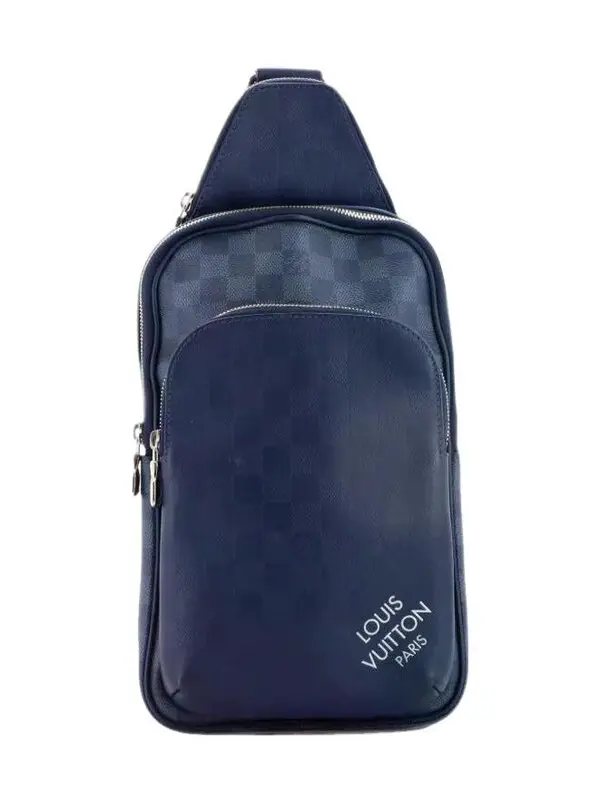 LOUIS VUITTON Avenue Sling Bag Nm Damier Graphite And Damier Infini Leather Shoulder Bag - Blue