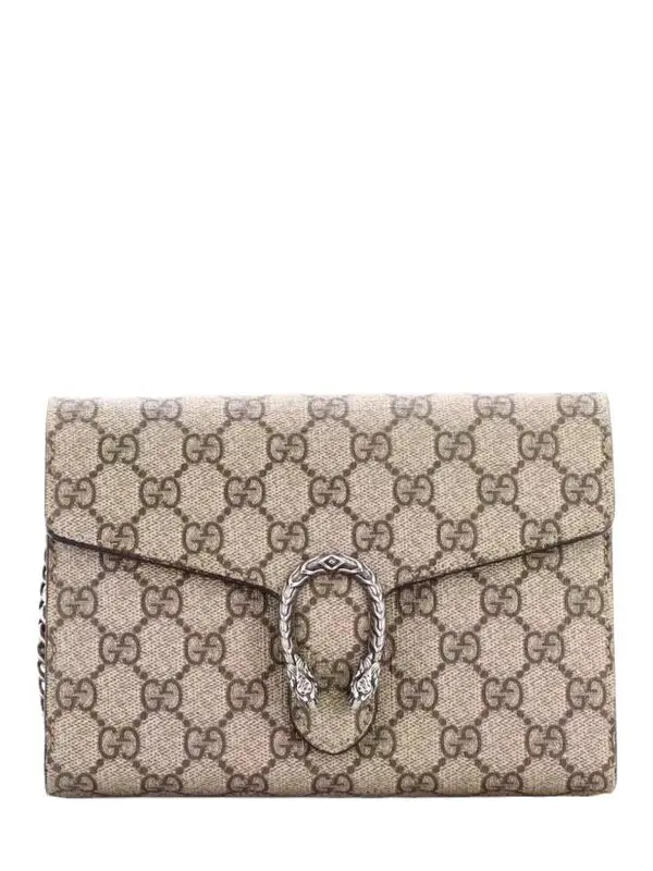 Gucci Dionysus Chain Wallet Gg Coated Canvas Small Crossbody Bag - Brown