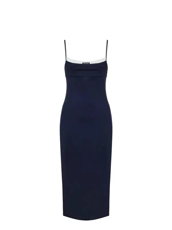 Miu Miu Layered Effect Square Neck Midi Dress - Blue