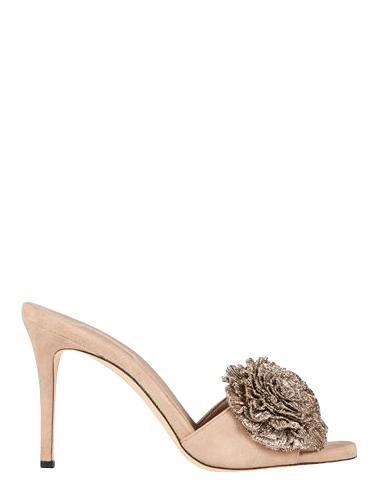 SERENA UZIYEL Suede Floral Embellished Stiletto Sandals - Blush