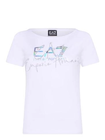 EA7 Cotton Elastane T-shirt With Metallic Print - White