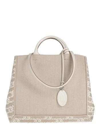 TOD'S Shopper Bag In Canvas And Leather - Beige