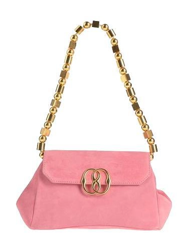 Bally Suede Handbag With Appliqué And Gold Tone Hardware - Pink