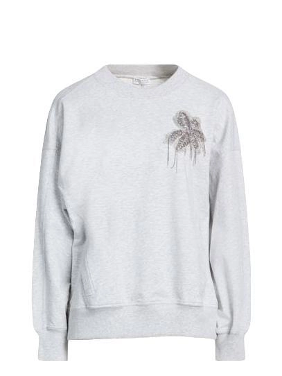 Brunello Cucinelli Cotton And Elastane Sweatshirt With Embroidery - Grey
