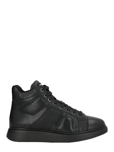 CERRUTI 1881 Leather High-top Sneakers With Shearling Lining - Black
