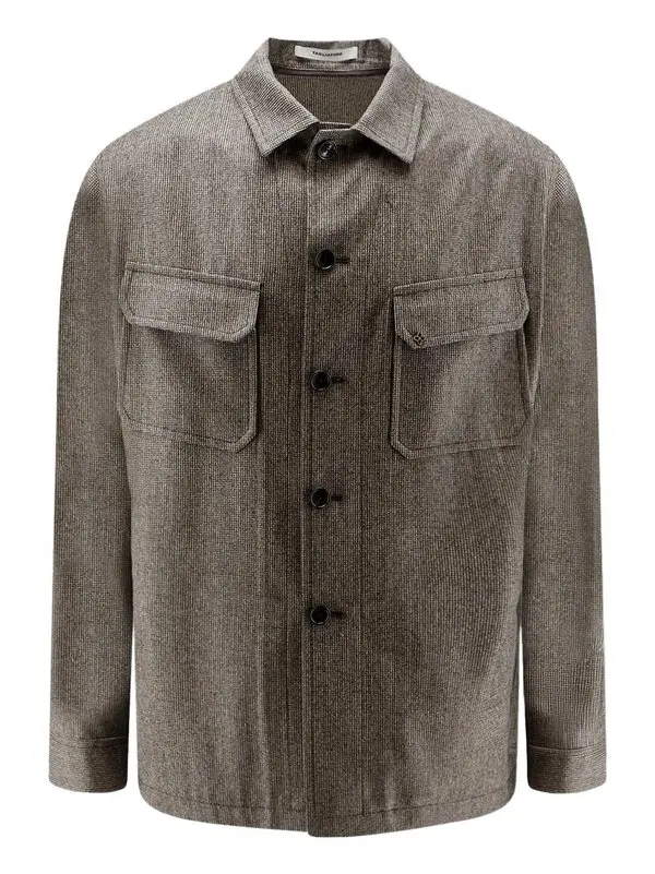 Tagliatore Virgin Wool Pied-de-poule Shirt Jacket - Brown